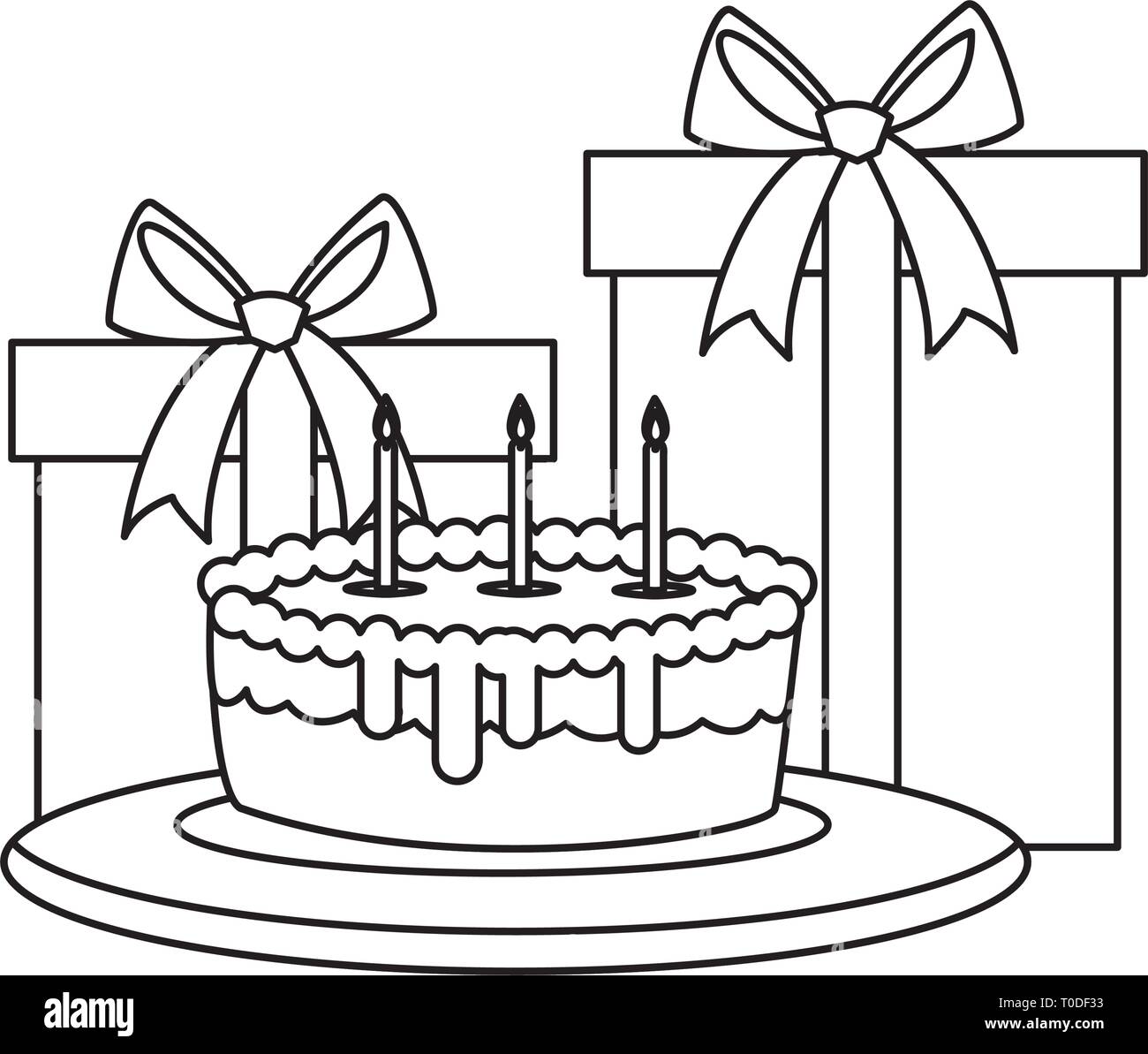 gift box present with sweet cake vector illustration design Stock ...