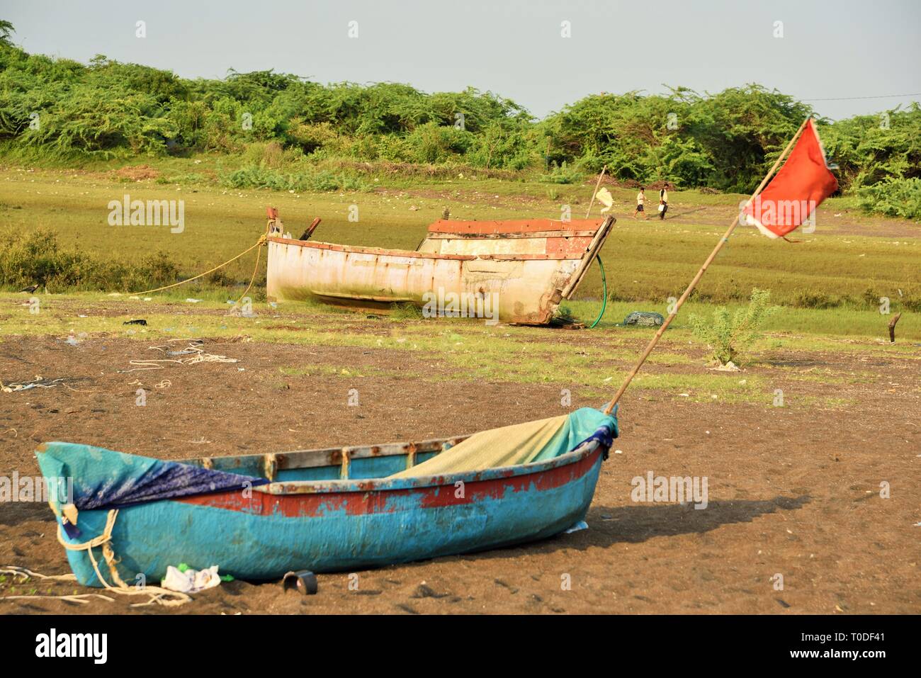 Fishing boat, Bhagal Beach, Valsad, Gujarat, India, Asia Stock Photo ...