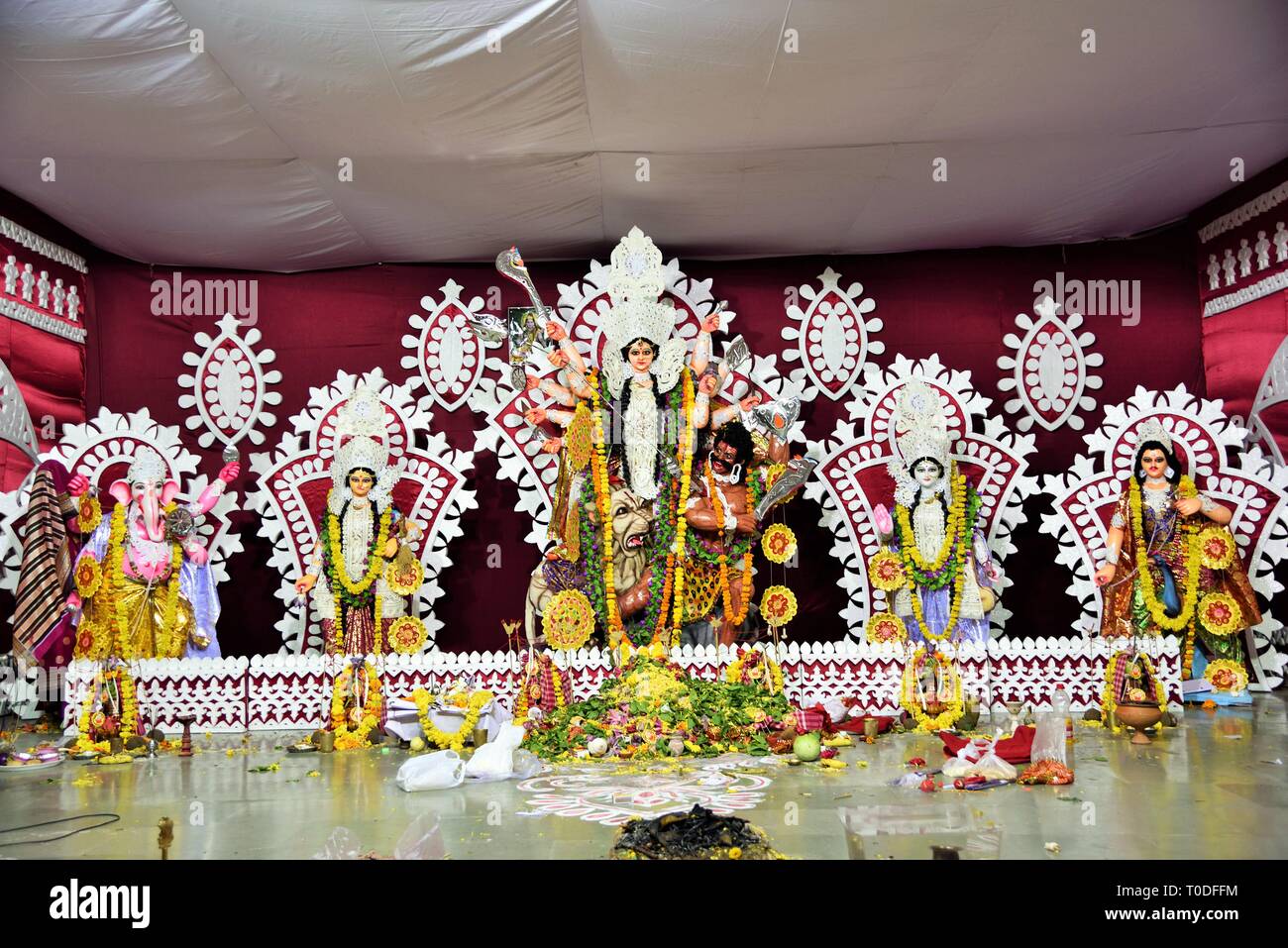 Goddess Durga idol during Navratri festival, Valsad, Gujarat, India ...