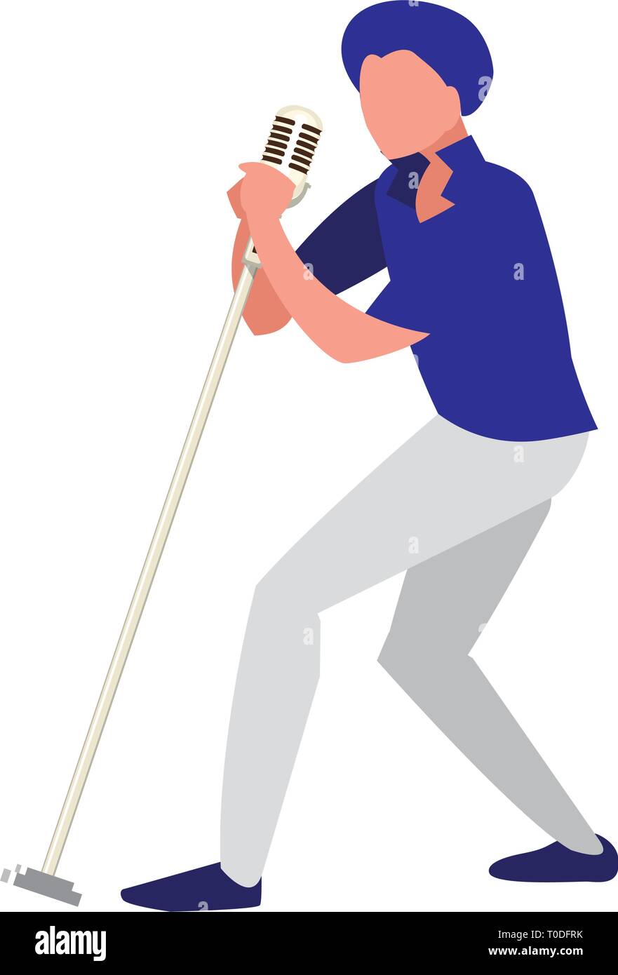 singer with microphone character vector illustration design Stock ...