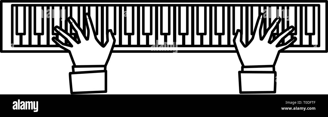 pianist hands playing piano vector illustration design Stock Vector ...