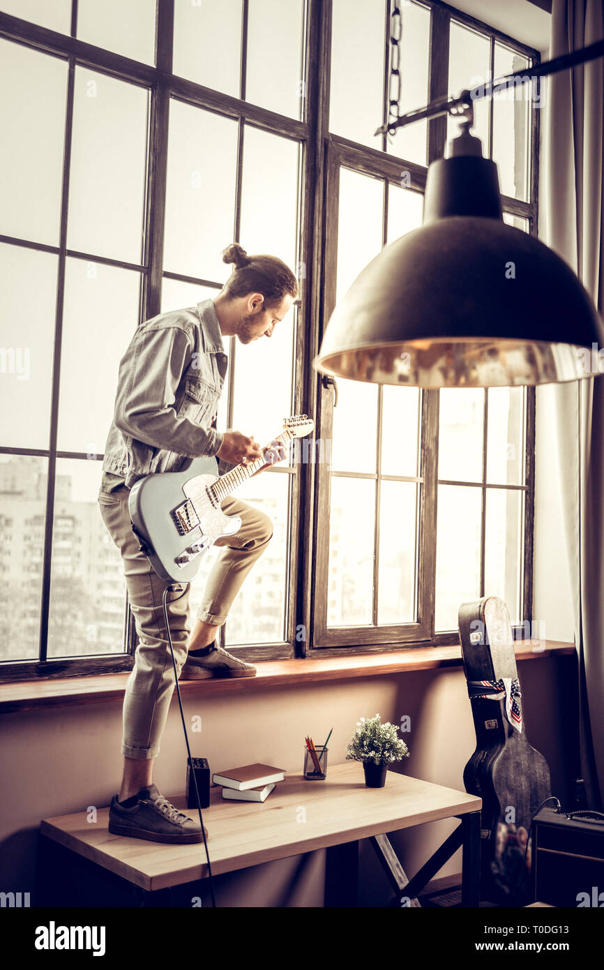 Male window and table hi-res stock photography and images - Alamy