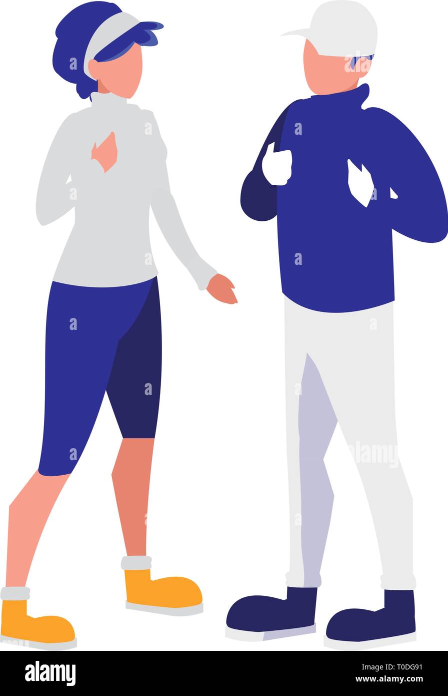 adventurous couple avatar character vector illustration design Stock ...