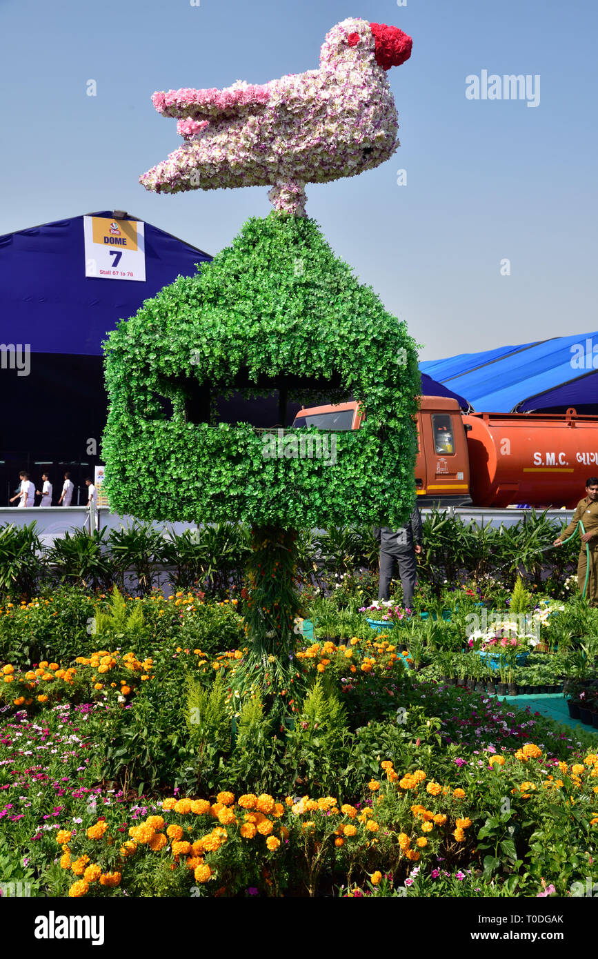 Birds with flowers, Flower Garden, Surat, Gujarat, India, Asia Stock ...