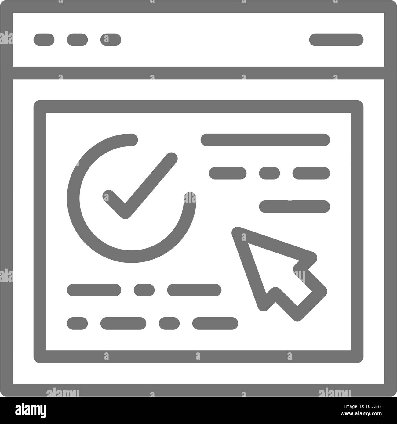 Authorization, approved web page, website with check mark, browser ...