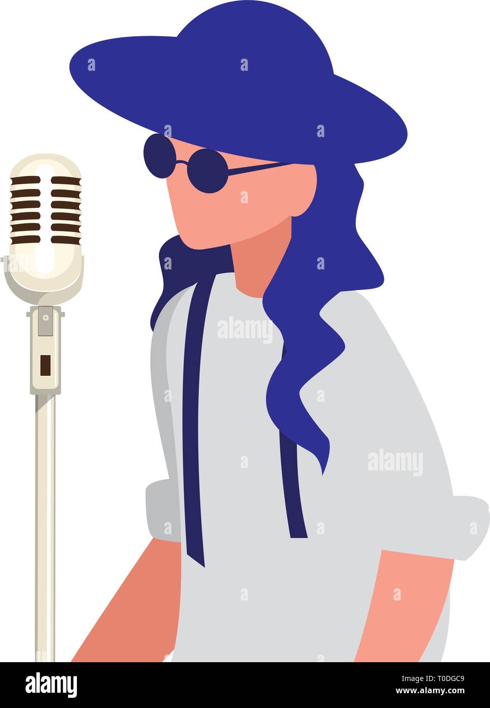 singer with microphone character vector illustration design Stock ...