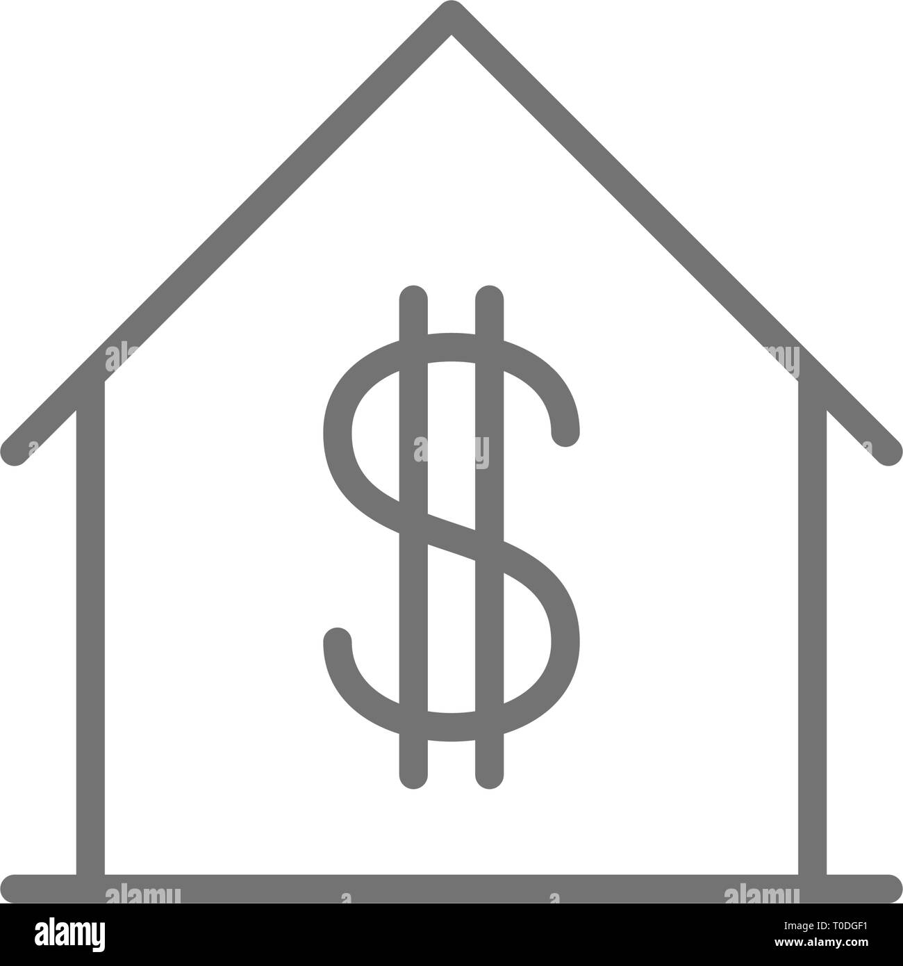 House with dollar sign, sale of apartment line icon Stock Vector Image ...