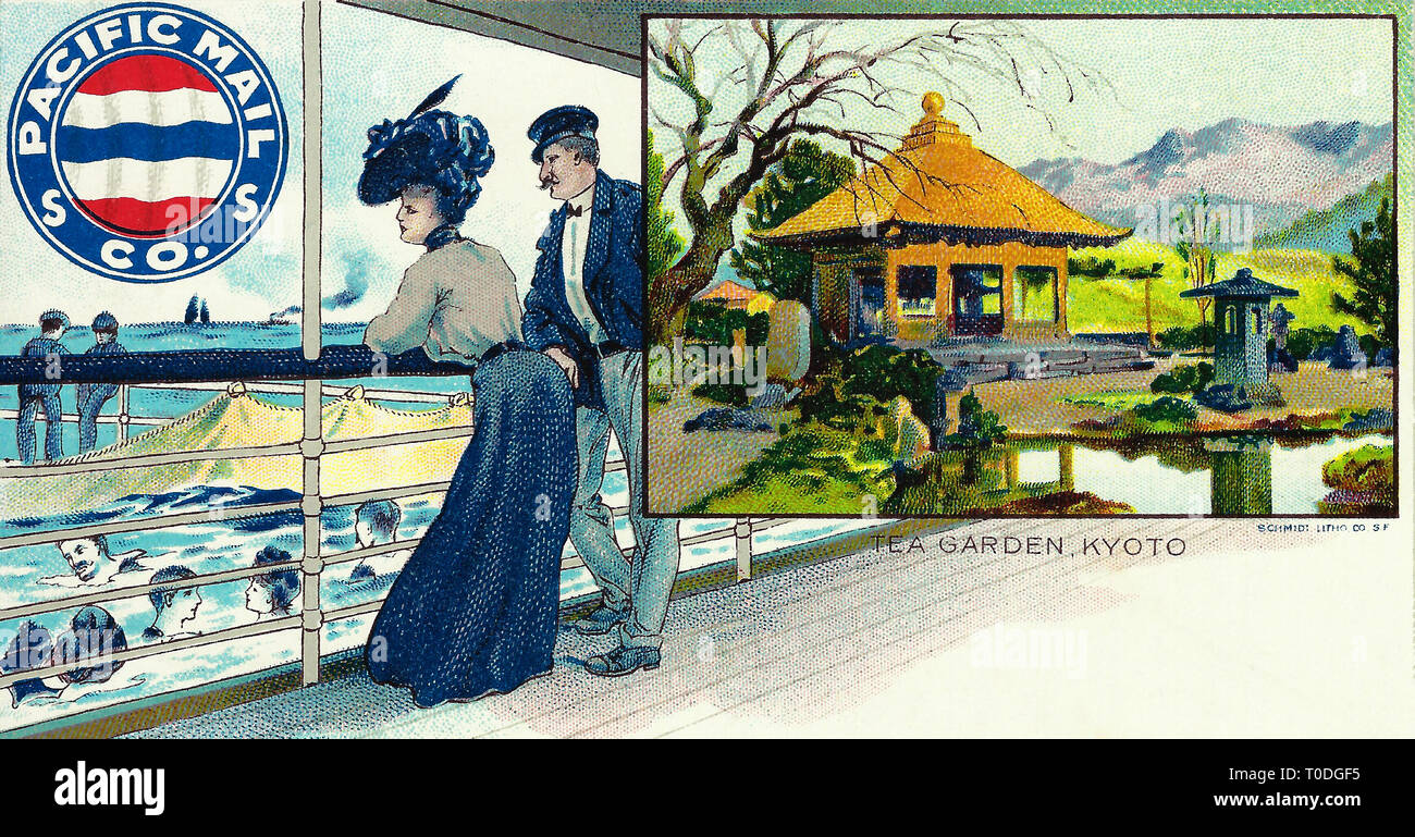 Vintage Japanese Image of tea garden Kyoto Stock Photo - Alamy
