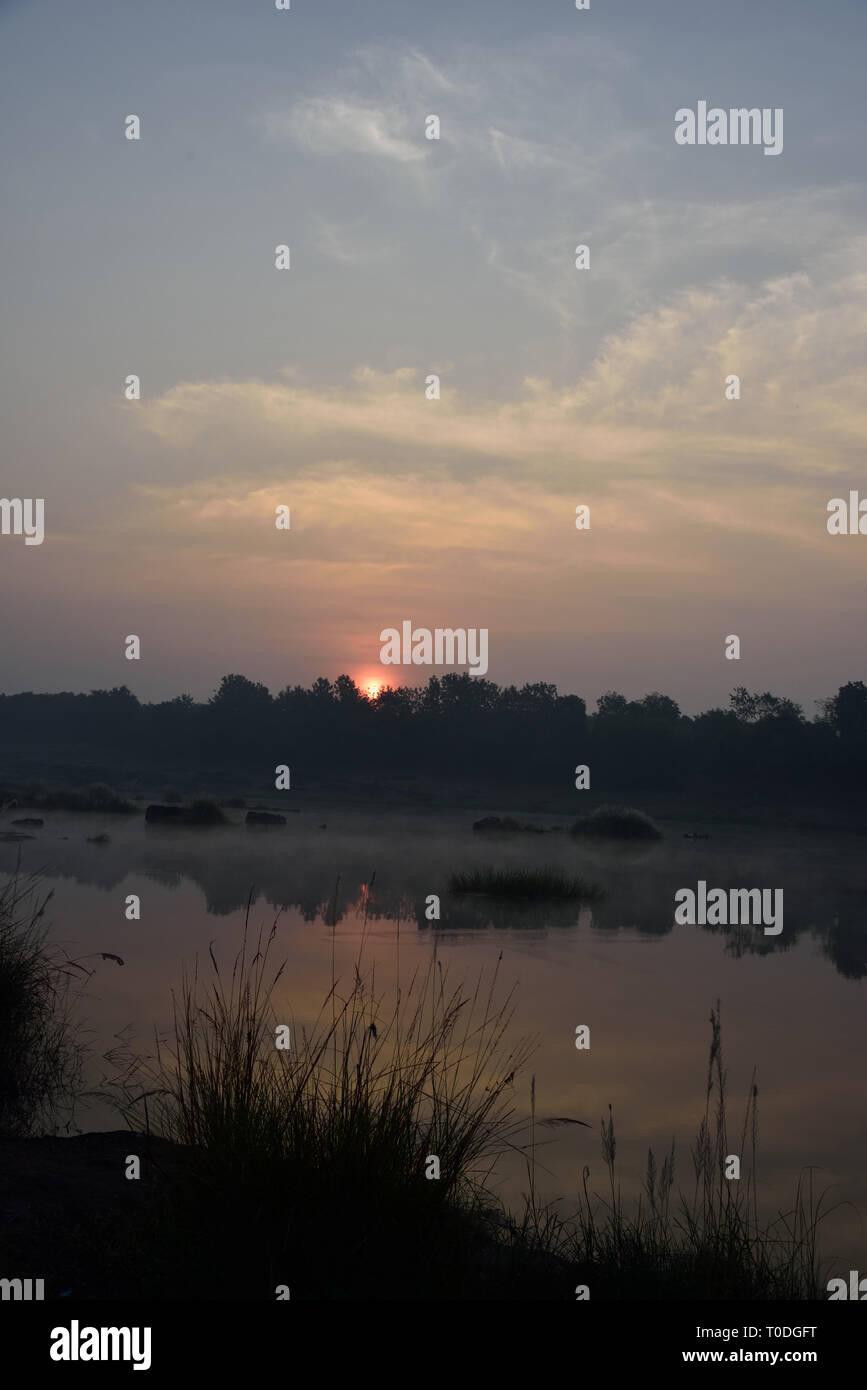 Sunrise, Auranga River, Ghadoi, Valsad, Gujarat, India, Asia Stock ...