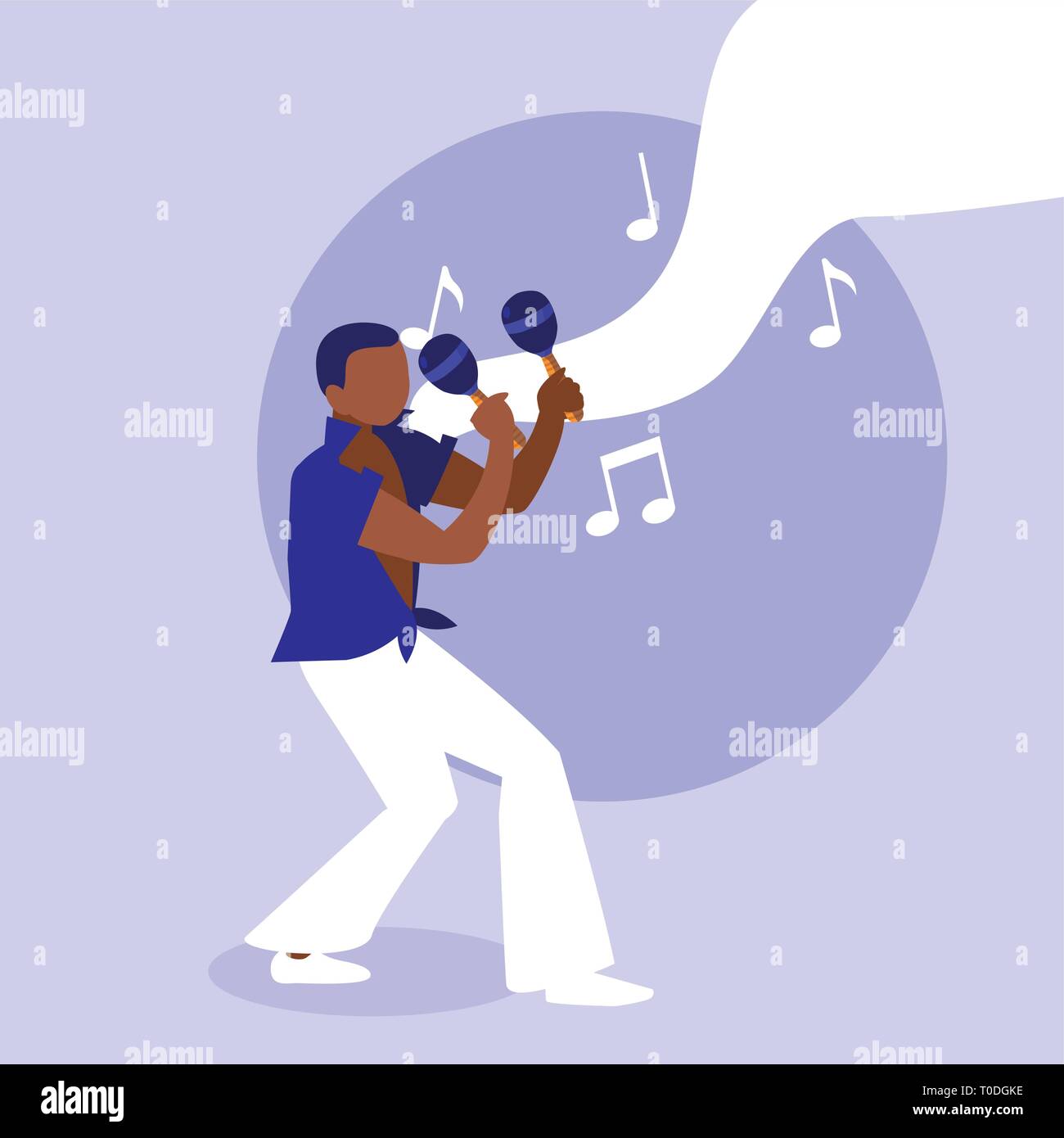 black tropical musician playing maracas character vector illustration ...