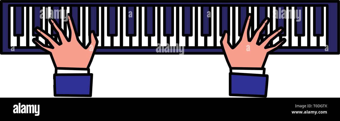 pianist hands playing piano vector illustration design Stock Vector ...
