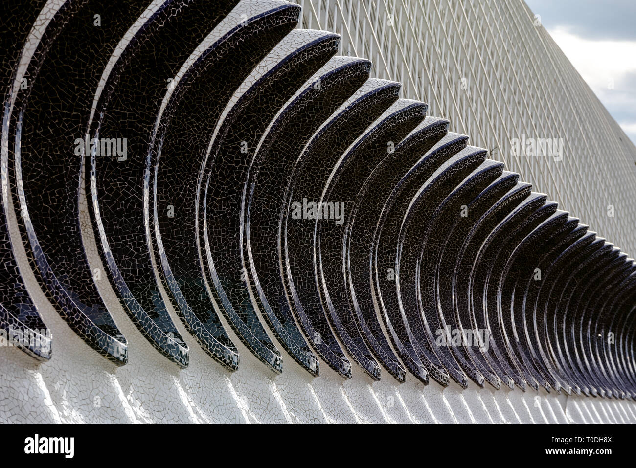 Detail of the facade of a building with ovoid geometric shapes Stock ...
