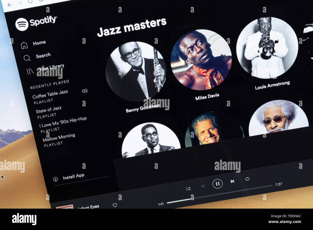 Spotify jazz masters page in desktop computer browser Stock Photo - Alamy