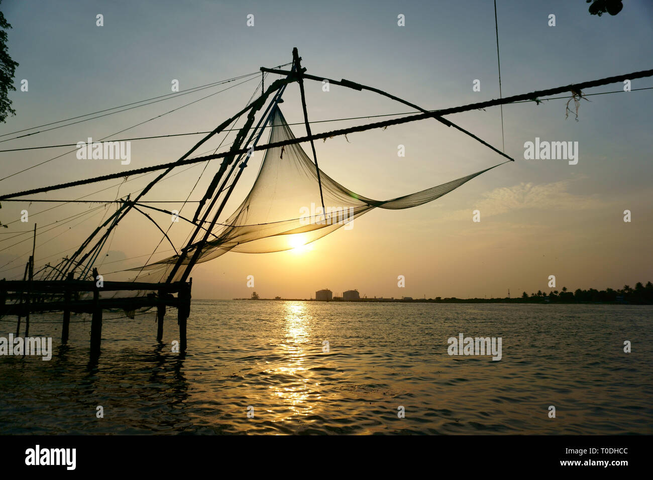 Chinese fishing nets, Fort Kochi, Kochi, Cochin, Kerala, India, Asia ...