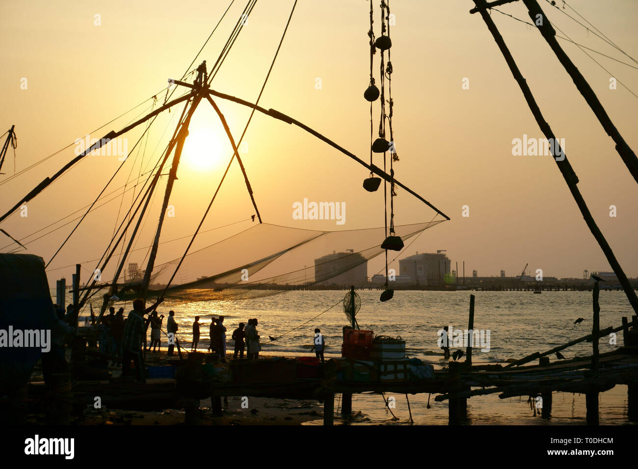 Chinese fishing nets, Fort Kochi, Kochi, Cochin, Kerala, India, Asia ...