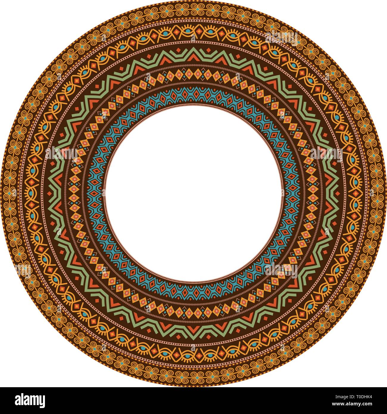 African round mandala with adinkra symbols. Antique pattern. Vector ...