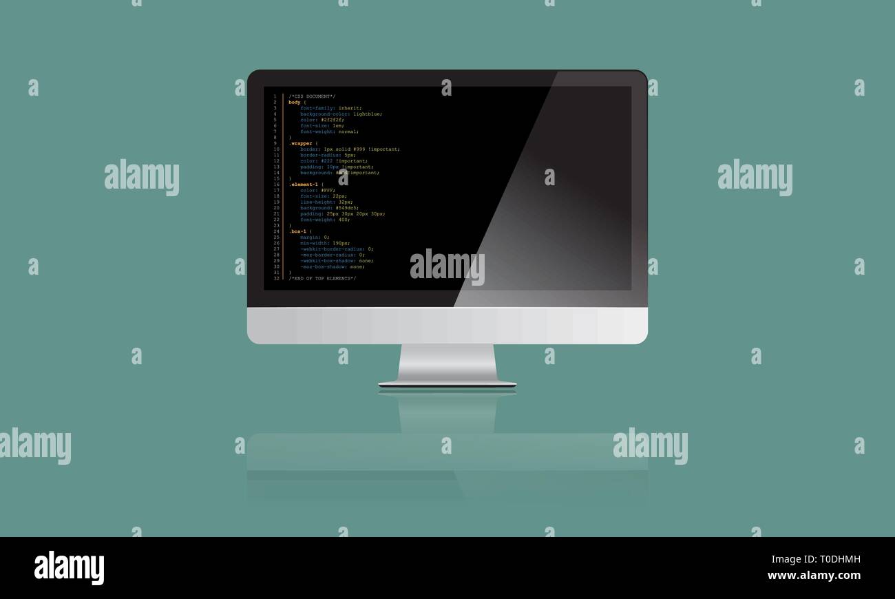 Realistic large Monitor Display mock up. Vector illustration Stock ...