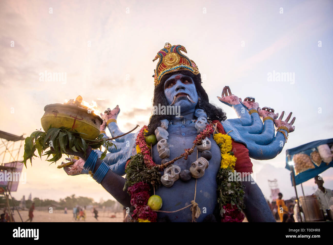 Woman dress as Hindu Goddess Kali, Tamil Nadu, India, Asia Stock Photo ...