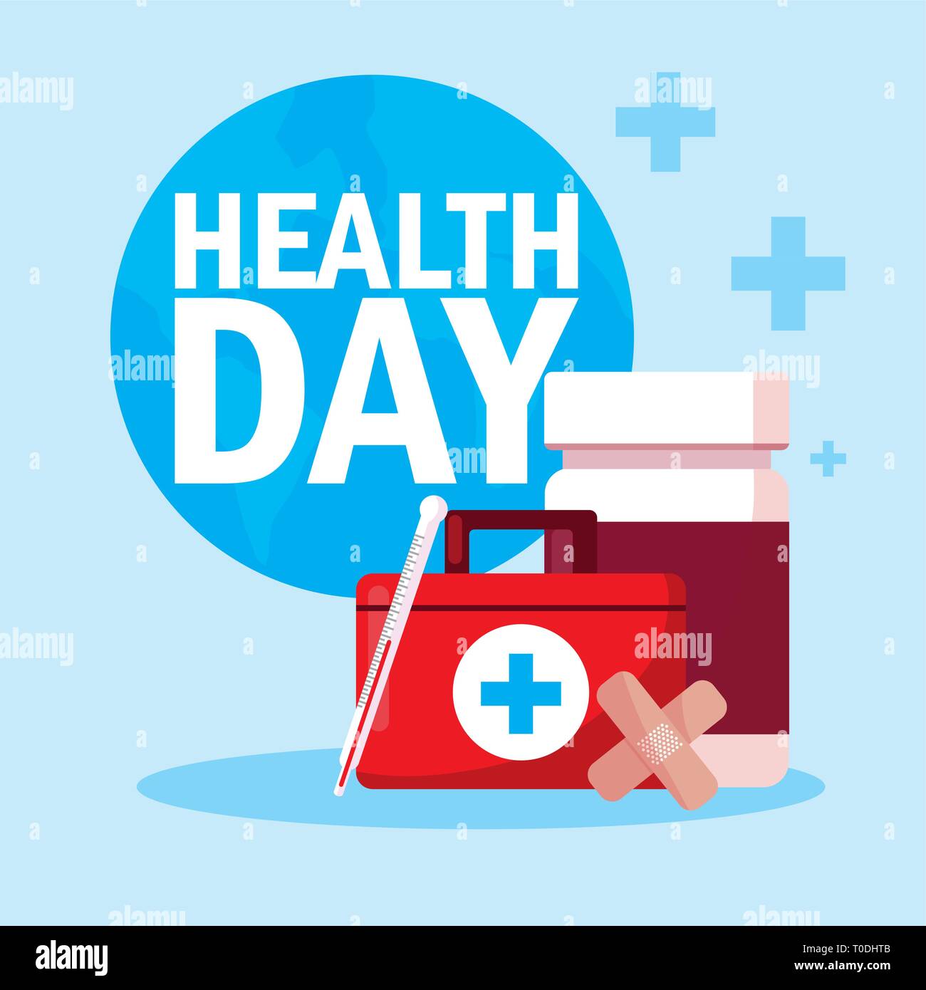 world health day card with first aid kit vector illustration design ...