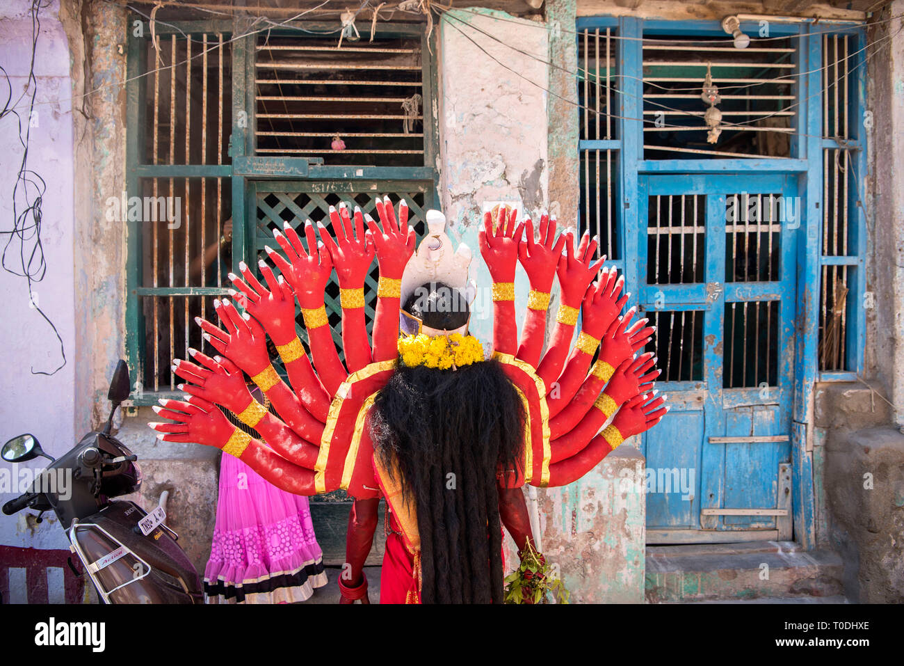 Woman dress as Hindu Goddess Kali, Tamil Nadu, India, Asia Stock Photo ...