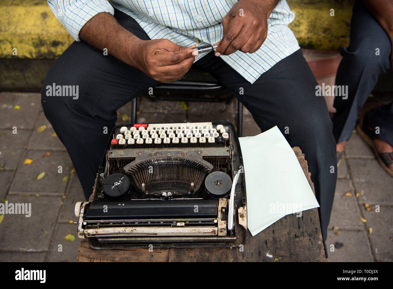 typist sitting Pavement, Mumbai, Maharashtra, India, Asia Stock Photo ...