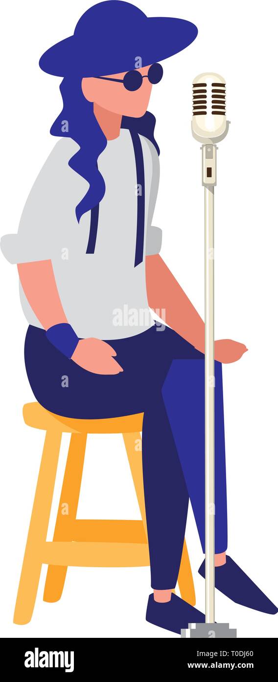 singer with microphone character vector illustration design Stock ...