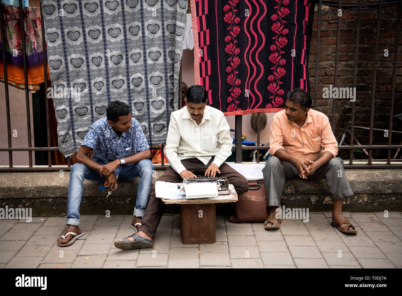 typist sitting Pavement, Mumbai, Maharashtra, India, Asia Stock Photo ...