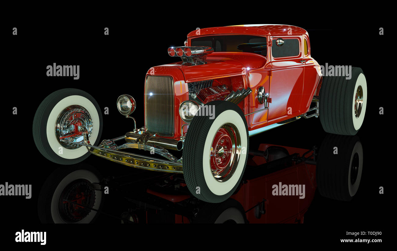 Hot Rod Sports car. 3D render illustration Stock Photo - Alamy