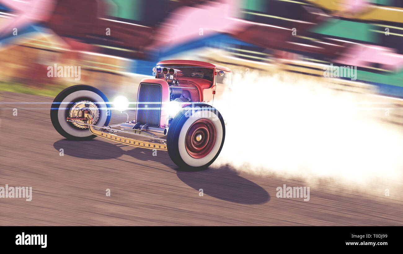 Hot Rod Sports car. Drift. 3D render illustration Stock Photo - Alamy