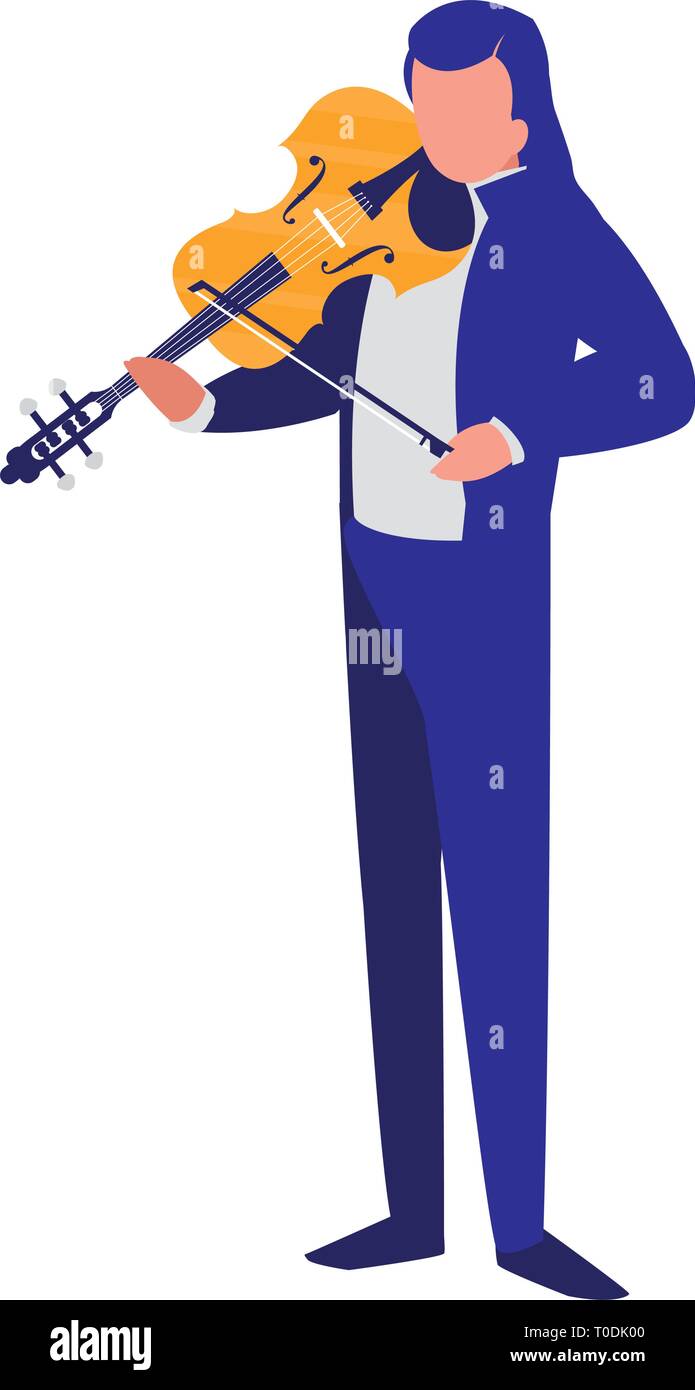 violinist playing fiddler character vector illustration design Stock ...