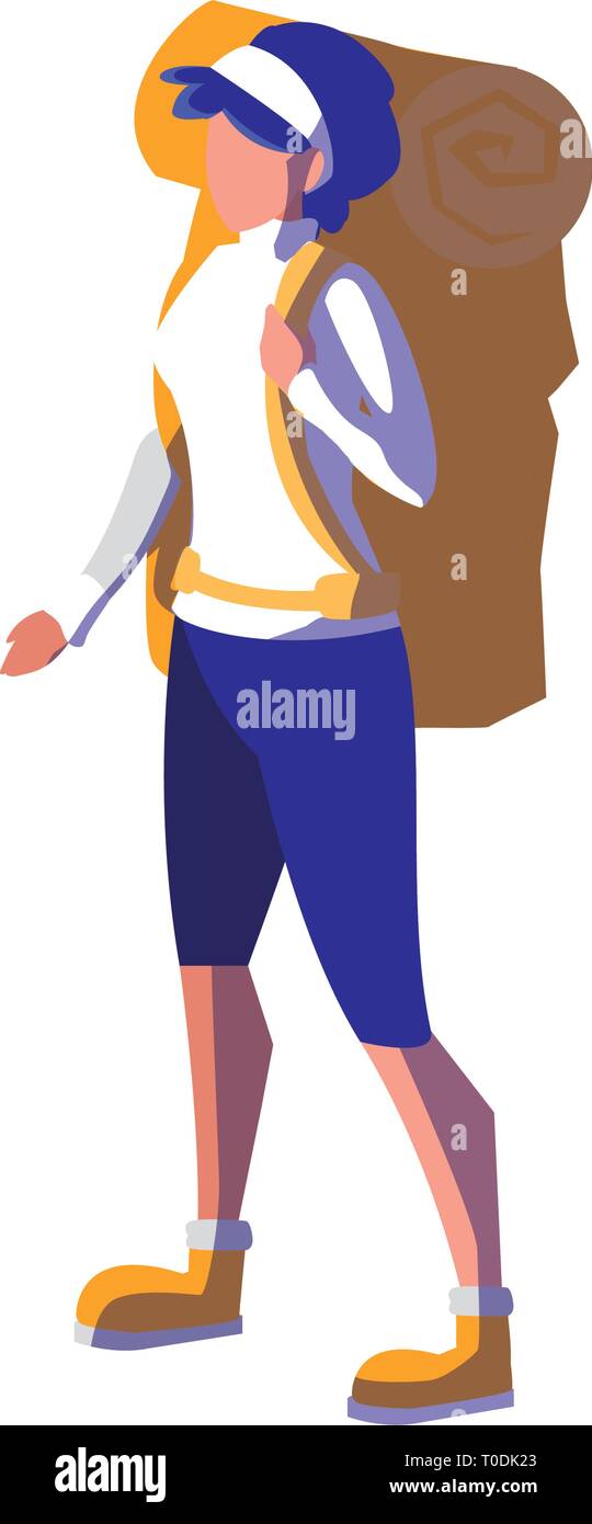adventurous woman with travelbag vector illustration design Stock ...