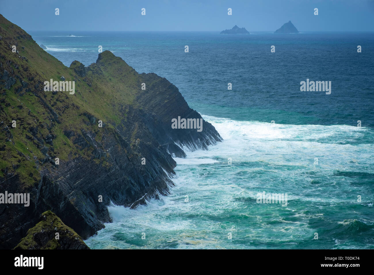 wonderful landscape at Kerry Cliffs near Portmagee, Skellig Ring, Co ...
