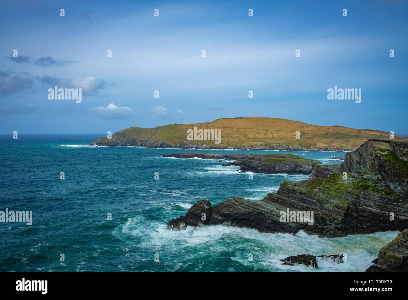 wonderful landscape at Kerry Cliffs near Portmagee, Skellig Ring, Co ...