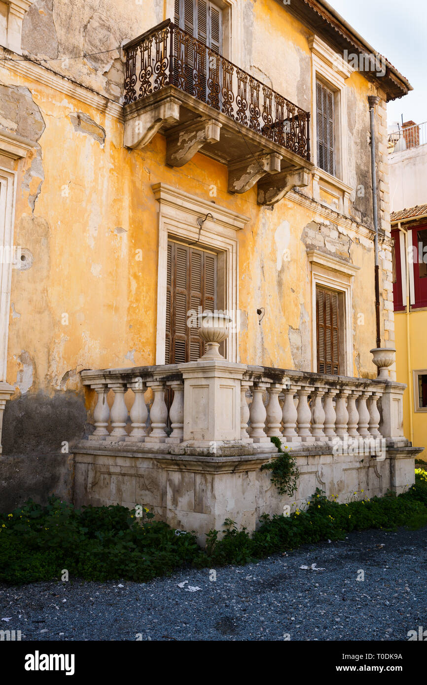 Old building with beautiful balconies in Limassol, Cyprus Stock Photo ...