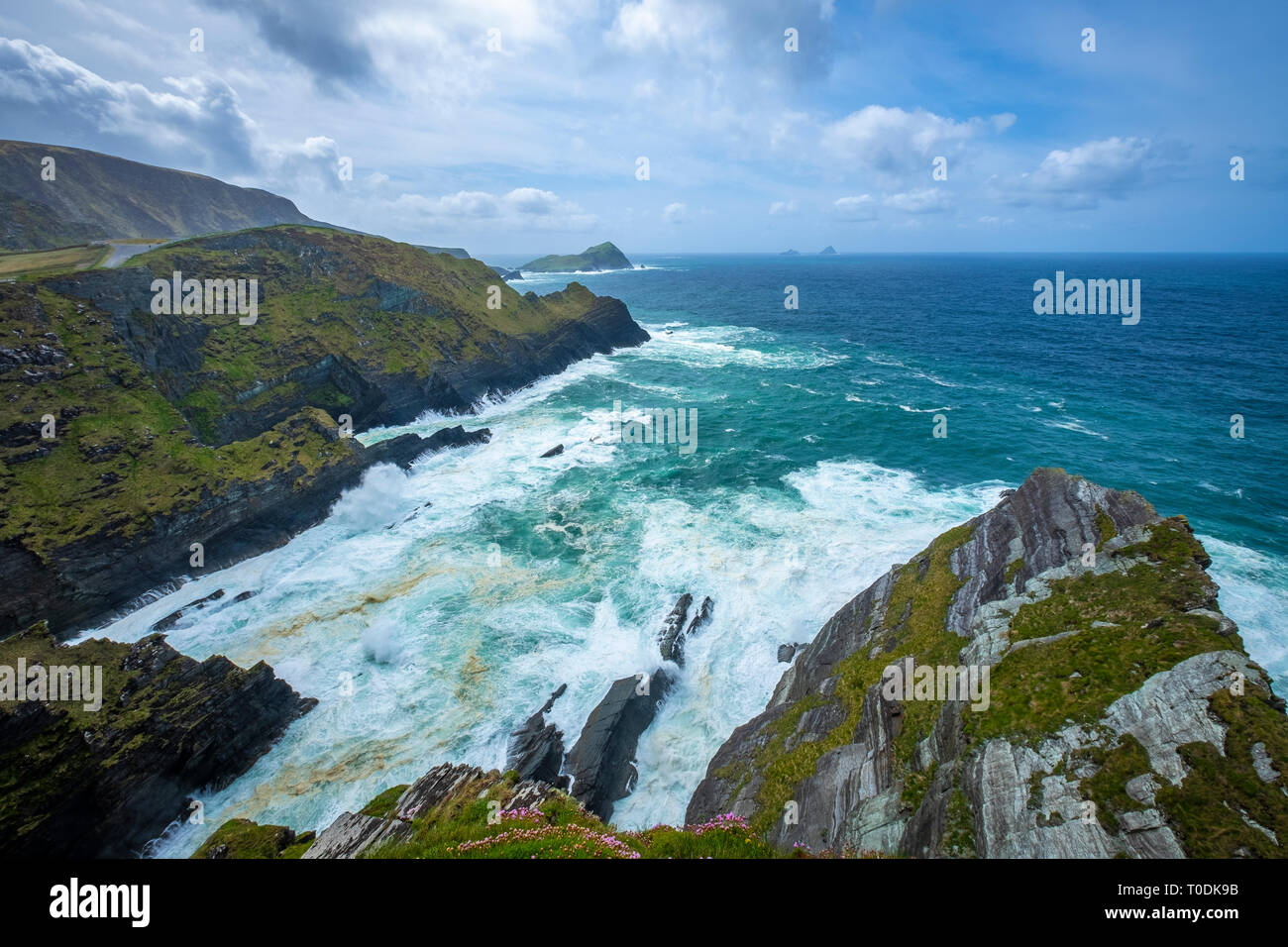 wonderful landscape at Kerry Cliffs near Portmagee, Skellig Ring, Co ...