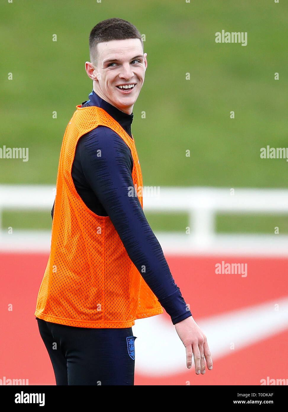 England's Declan Rice during the training session at St George's Park ...