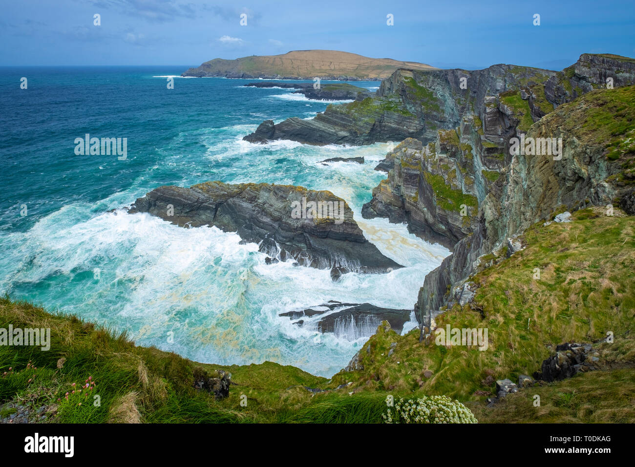 wonderful landscape at Kerry Cliffs near Portmagee, Skellig Ring, Co ...