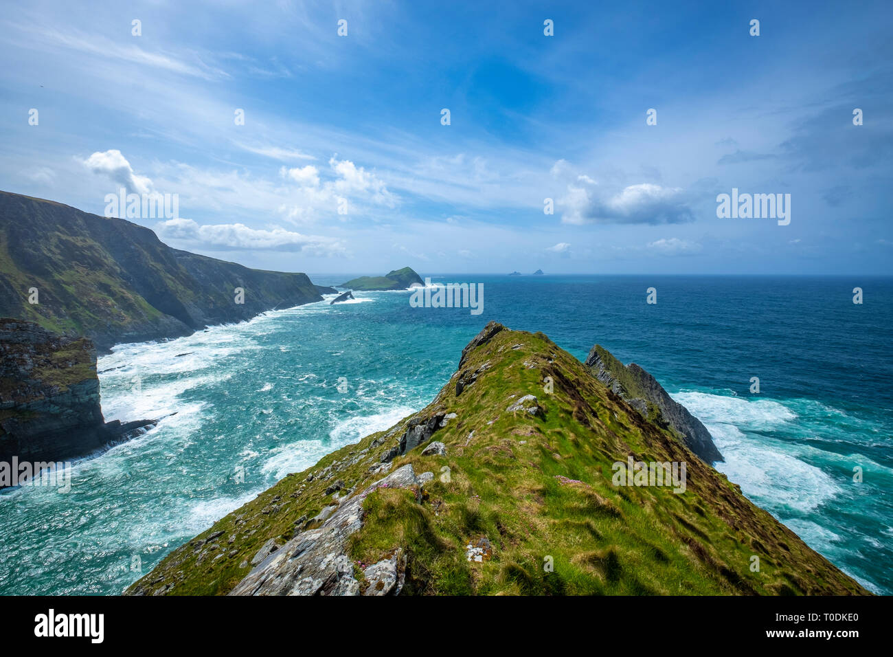 wonderful landscape at Kerry Cliffs near Portmagee, Skellig Ring, Co ...