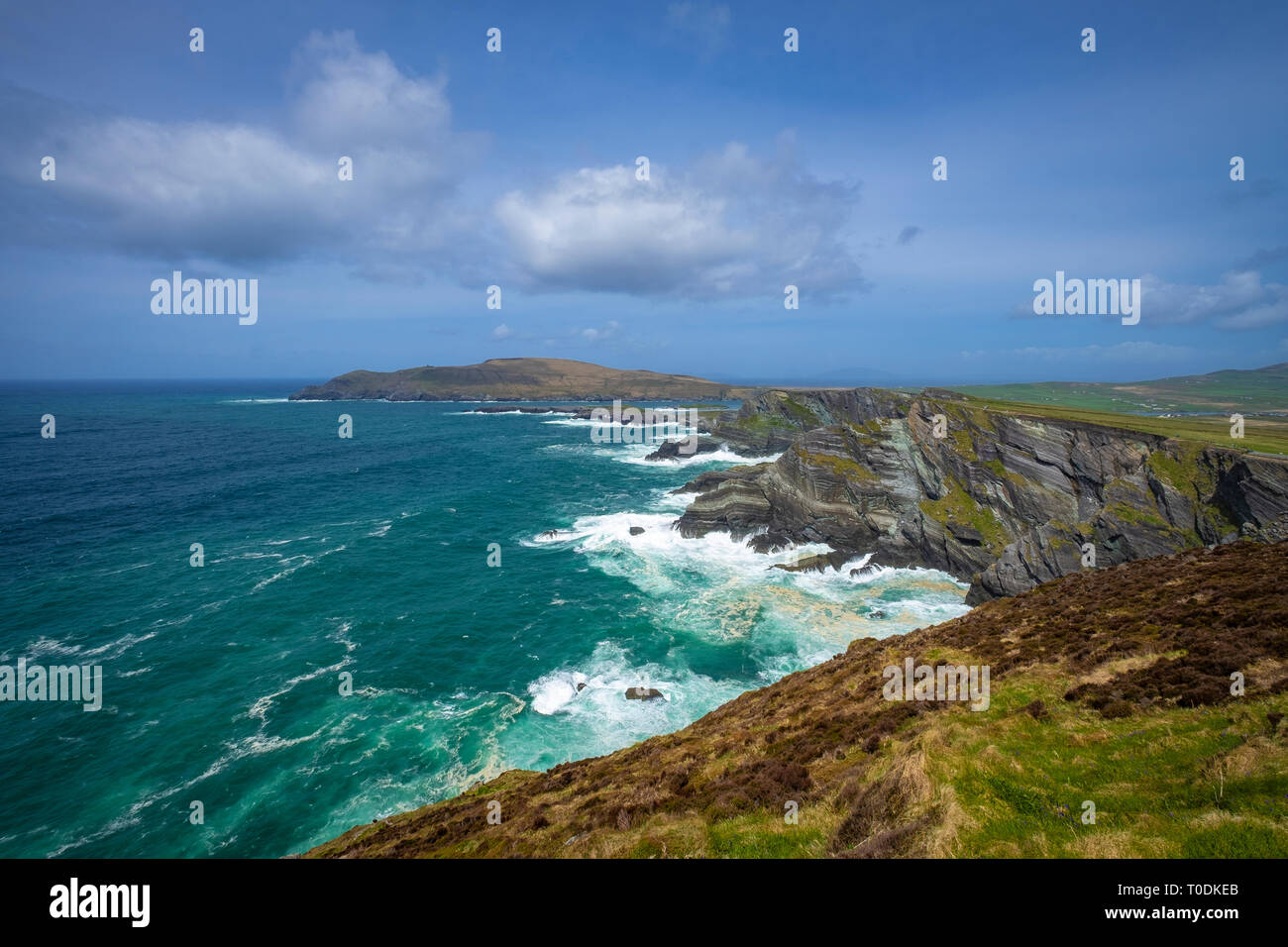 wonderful landscape at Kerry Cliffs near Portmagee, Skellig Ring, Co ...