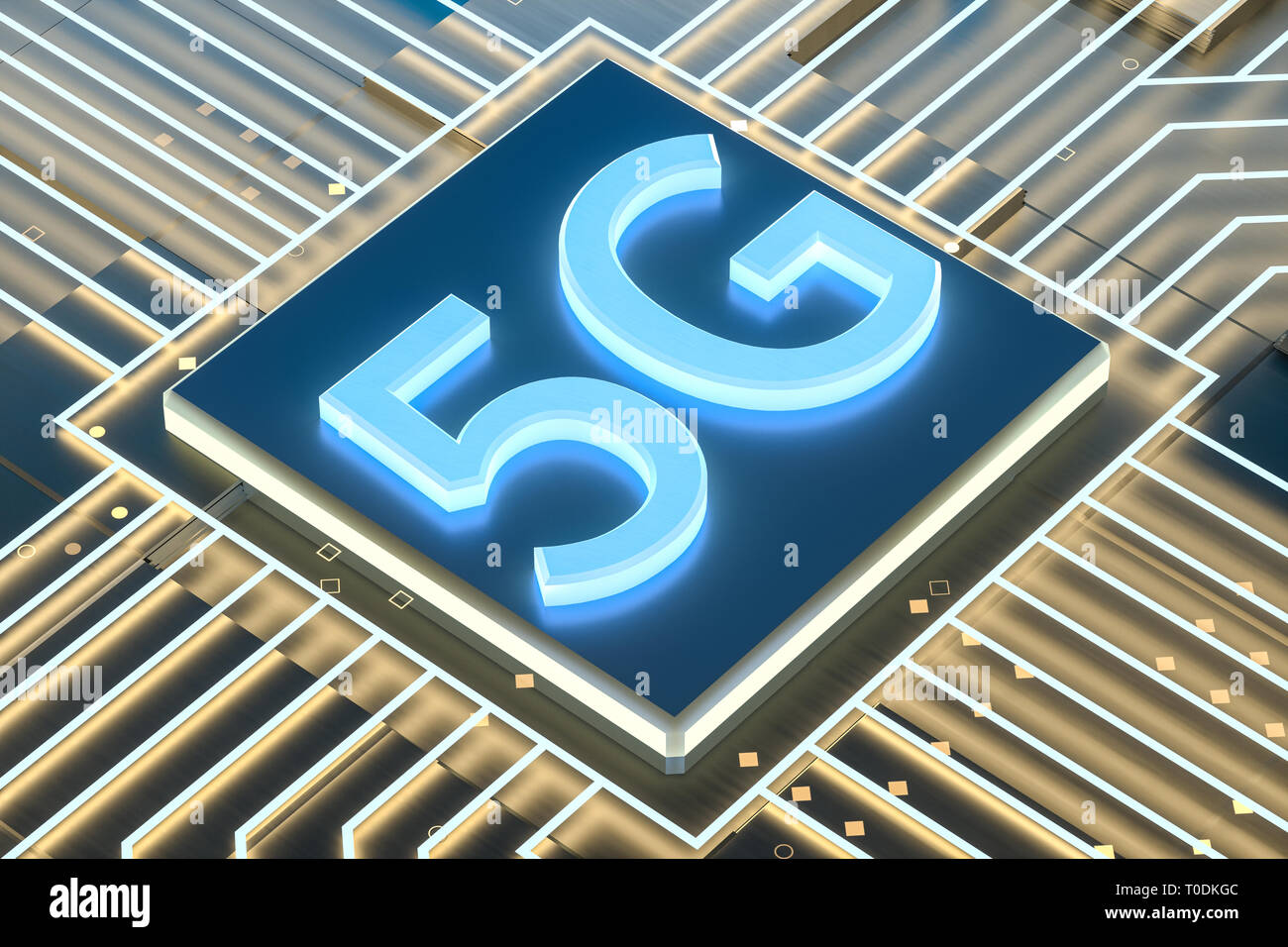 3d rendering, 5g font and circuit background, computer digital image ...