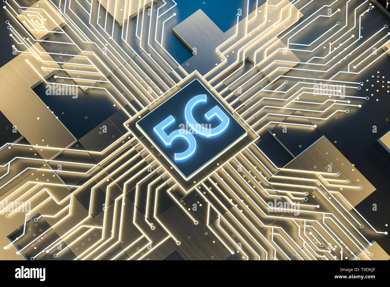3d rendering, 5g font and circuit background, computer digital image ...