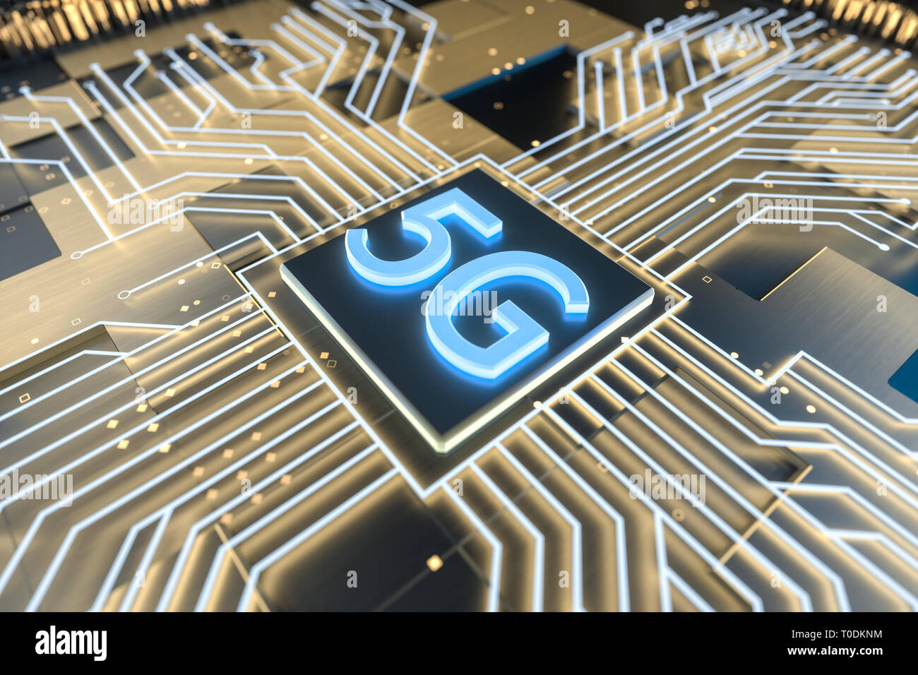 3d rendering, 5g font and circuit background, computer digital image ...