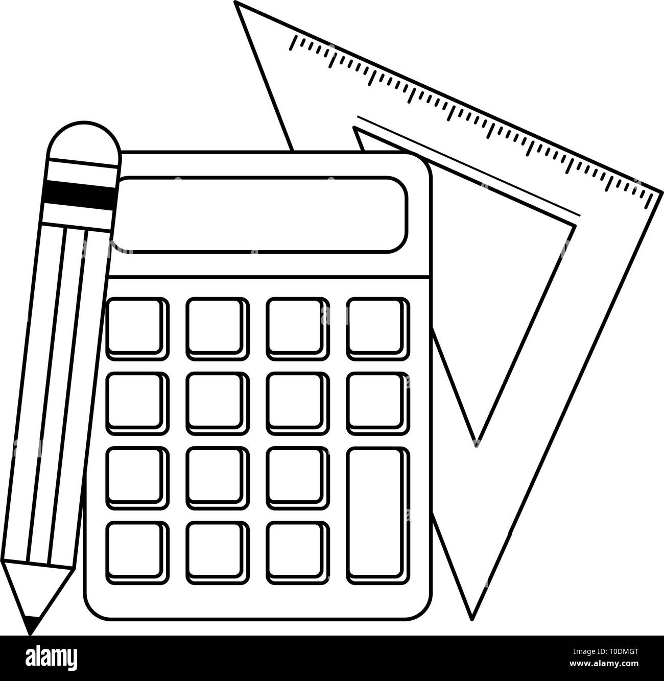 School utensils and supplies in black and white Stock Vector Image ...