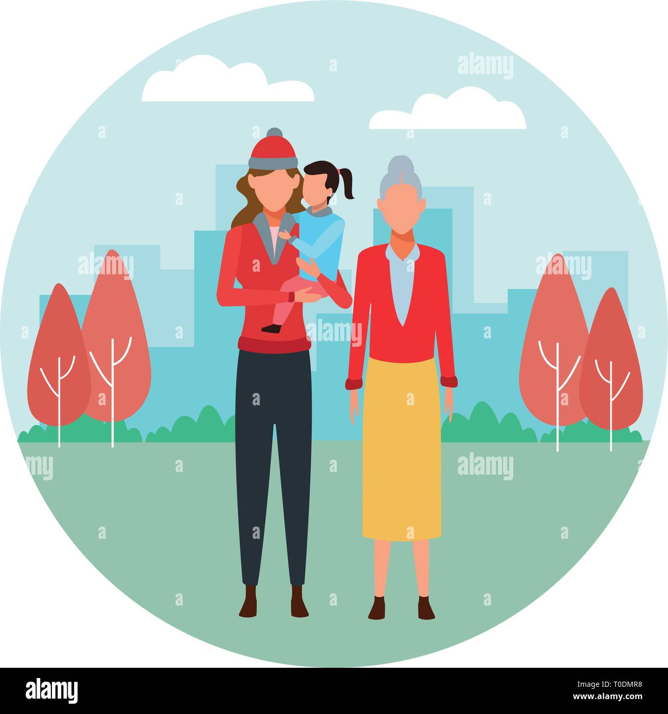 family avatar cartoon character round icon round icon Stock Vector ...