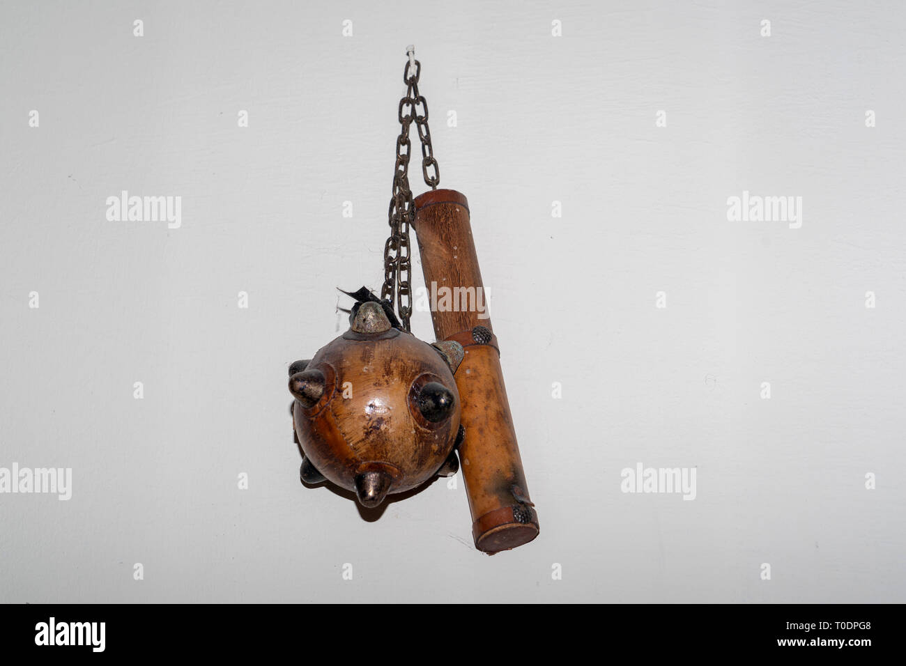 medieval wood and iron bludgeon isolated on white Stock Photo - Alamy