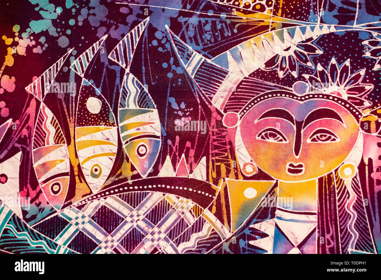 indonesian batik from bali island detail Stock Photo - Alamy