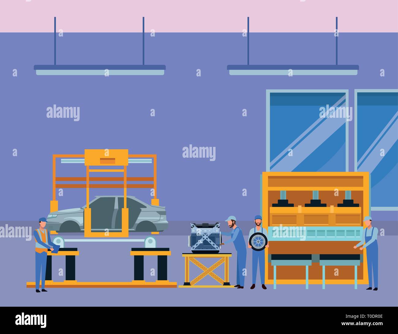 car service manufacturing cartoon Stock Vector Image & Art - Alamy