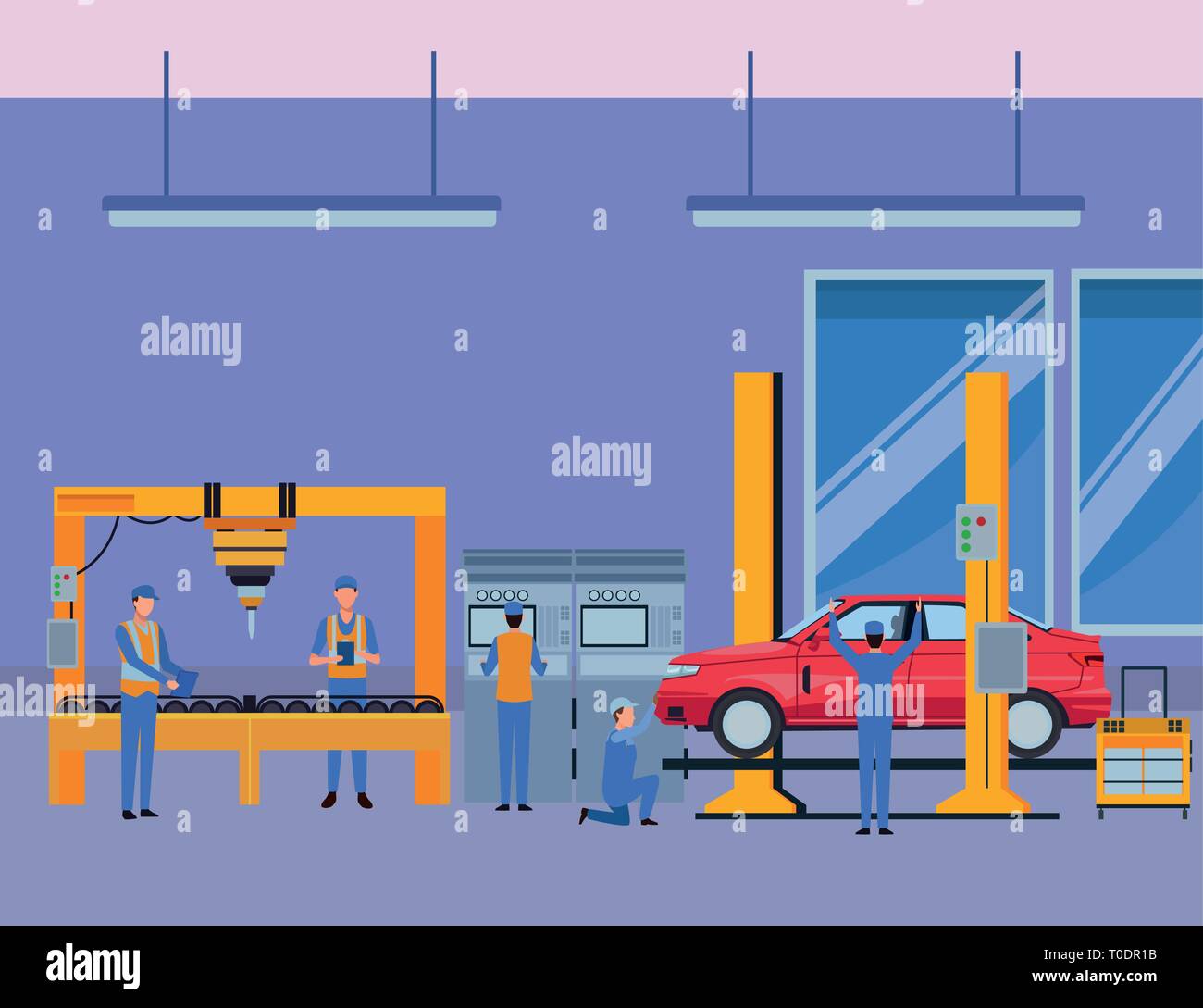 car service manufacturing cartoon Stock Vector Image & Art - Alamy