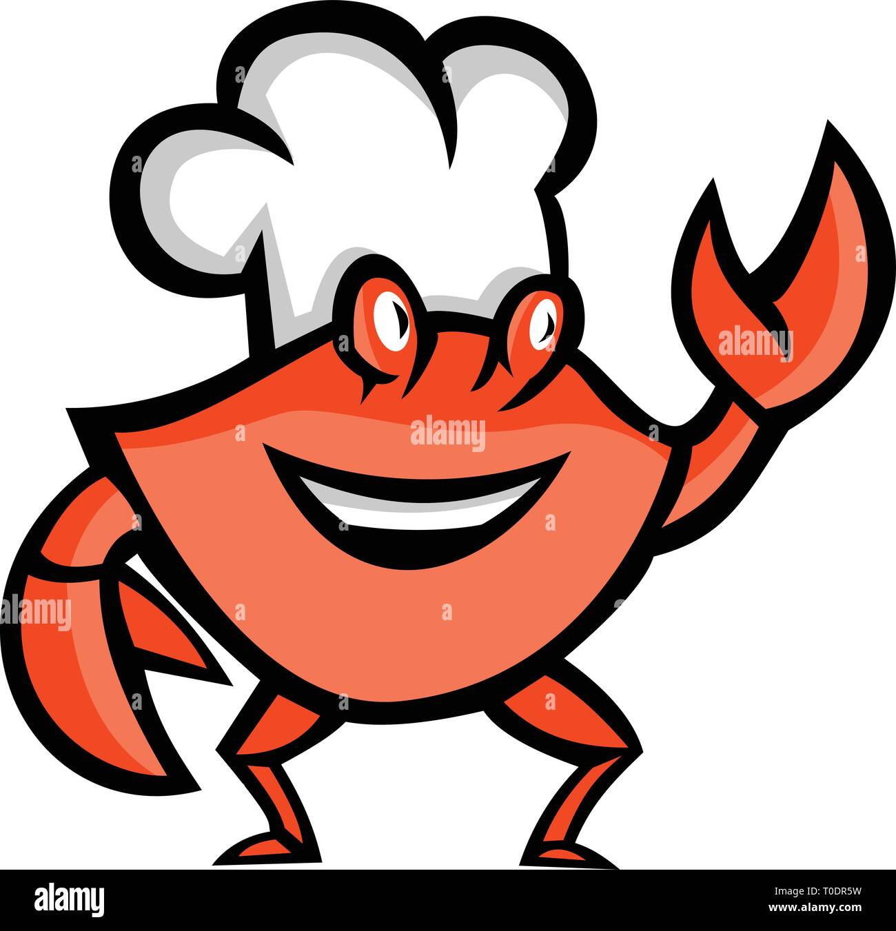 Mascot icon illustration of a Cajun crab wearing a chef, baker or cook ...