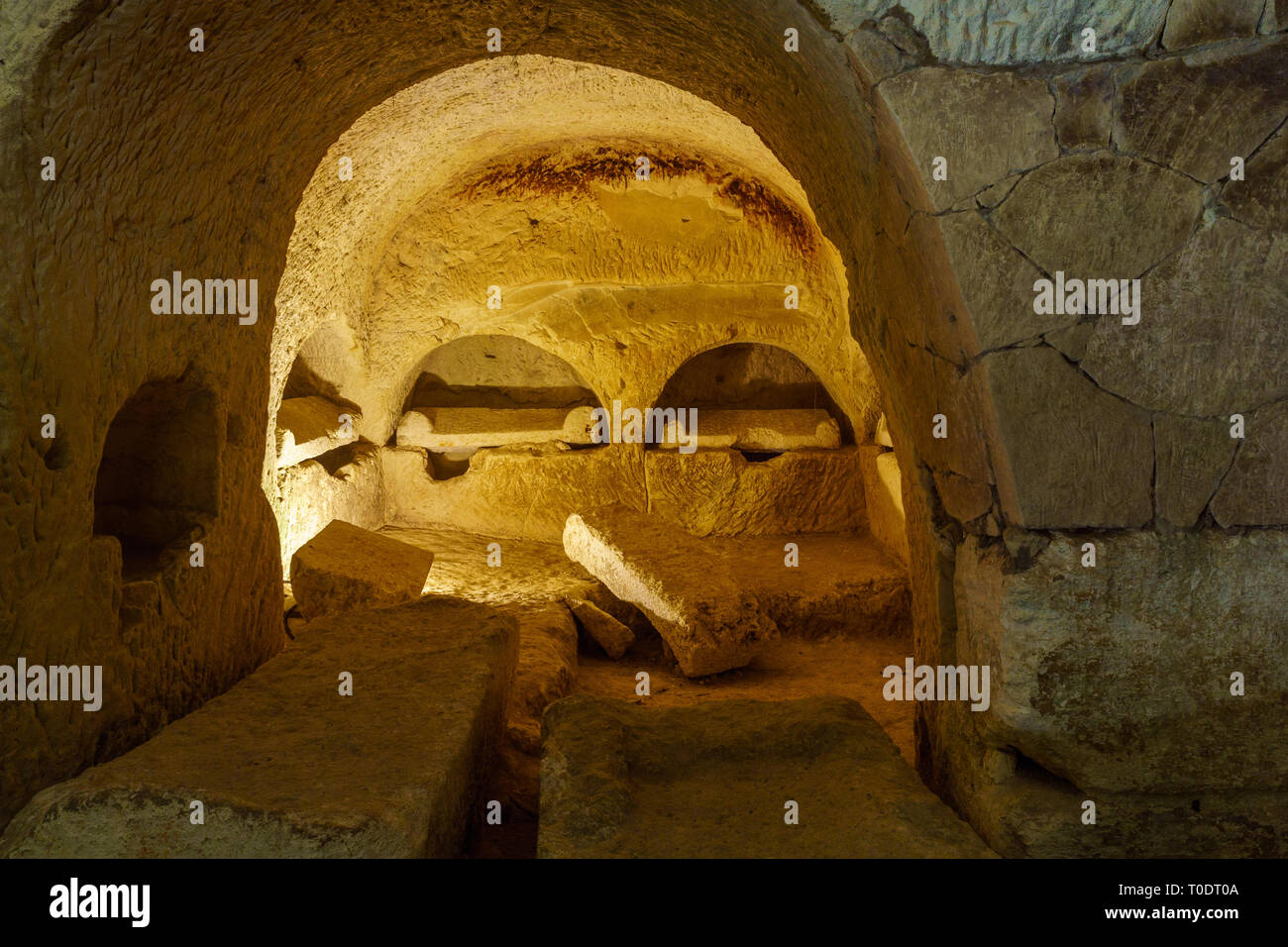Kiryat Tivon, Israel - March 13, 2019: Various Sarcophagus (Roman ...